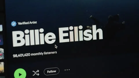 Close up of Billie Eilish Spotify artist... | Stock Video | Pond5
