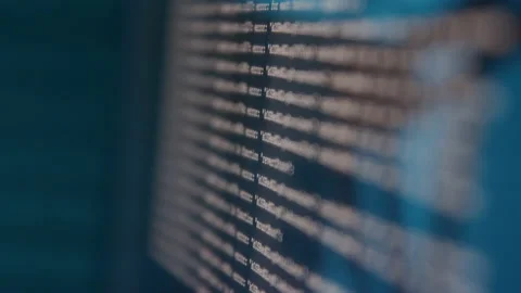 Close up of Blurred Coding Data Scrollin... | Stock Video | Pond5
