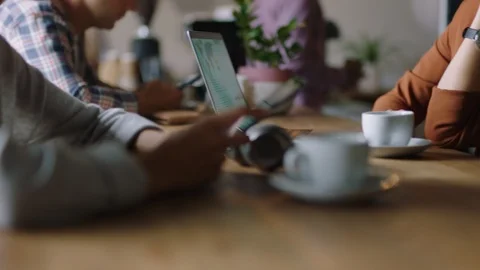 close up business people hands using lap... | Stock Video | Pond5