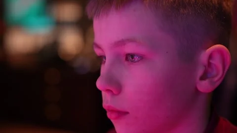 Close-up camera shot of young boys face ... | Stock Video | Pond5