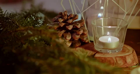 Close-up of a candle in a glass beaker. ... | Stock Video | Pond5