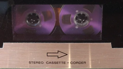 Close-up of cassette tape rolling in ste... | Stock Video | Pond5