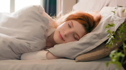 Close up Caucasian girl sleeping napping... | Stock Video | Pond5