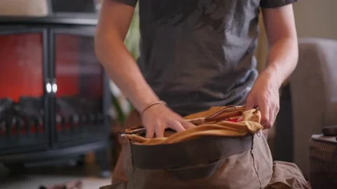 Close Up Of Caucasian Male Packing Bushc... | Stock Video | Pond5