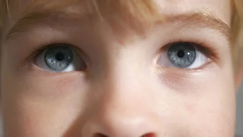 Close-up Child Blue Eyes Kid Boy Face Pu... | Stock Video | Pond5