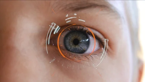 Close up to child eyeball with futuristi... | Stock Video | Pond5