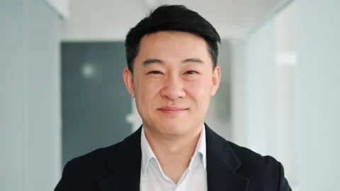 Close up chinese face portrait. Handsome... | Stock Video | Pond5