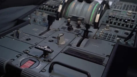 close up the cockpit flight deck control... | Stock Video | Pond5