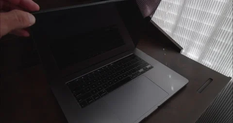 Close-up of computer with hand opening l... | Stock Video | Pond5
