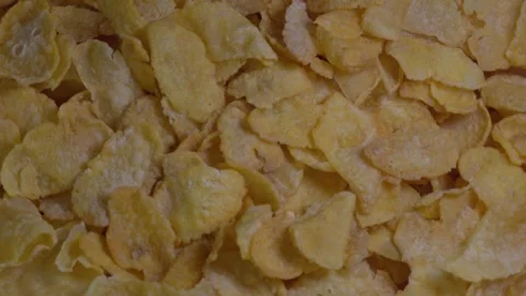 Close-up of Corn Flakes spinning, crispy... | Stock Video | Pond5