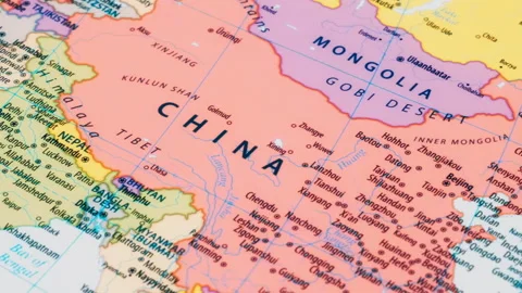 Close-up of the country word China on a ... | Stock Video | Pond5