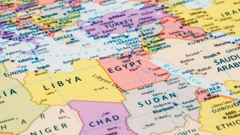 Close-up of the country word Egypt on a ... | Stock Video | Pond5