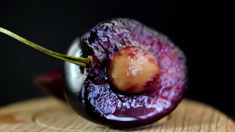 Close-up. Cross section of a dark red ch... | Stock Video | Pond5