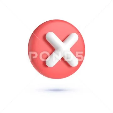 Close, delete button. 3d button on white backdrop. Cross symbol. 3d ...