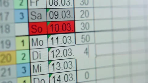 Close-up of a digital calendar highlight... | Stock Video | Pond5