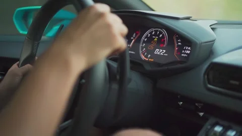 Close-up of driving a Lamborghini | Stock Video | Pond5
