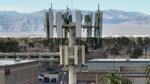 Close-Up Drone Footage Of 5G Cell Tower | Stock Video | Pond5