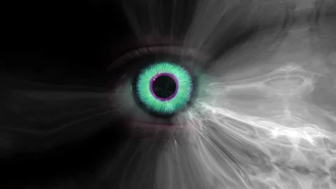Close up of evil scary eye on spooky bac... | Stock Video | Pond5