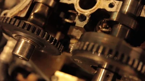 close-up exploded car engine in garage | Stock Video | Pond5