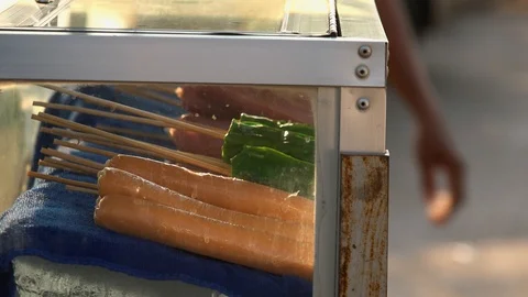 Close Exterior Static Shot of Food on St... | Stock Video | Pond5