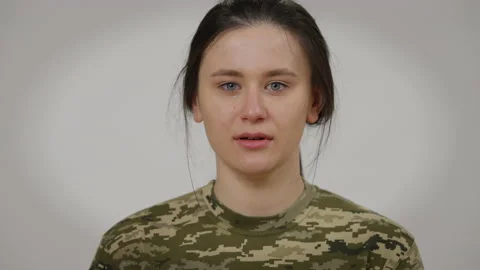 Close-up face of crying female soldier l... | Stock Video | Pond5