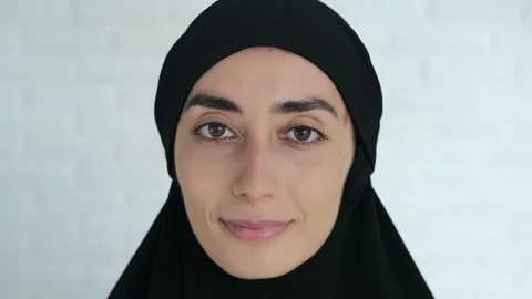 Close-up of the face of a Muslim woman i... | Stock Video | Pond5