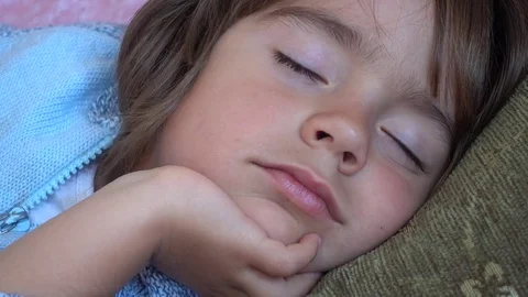 Close up face of sleeping child with han... | Stock Video | Pond5