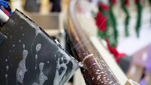 Close up fake snow bubble machine | Stock Video | Pond5