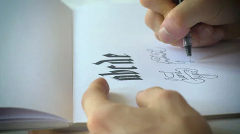 Close up of fancy handwriting using a pe... | Stock Video | Pond5