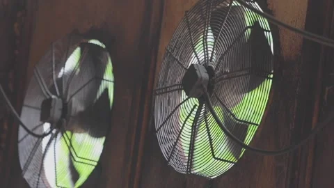 Close-up of fans in a factory. Ventilati... | Stock Video | Pond5