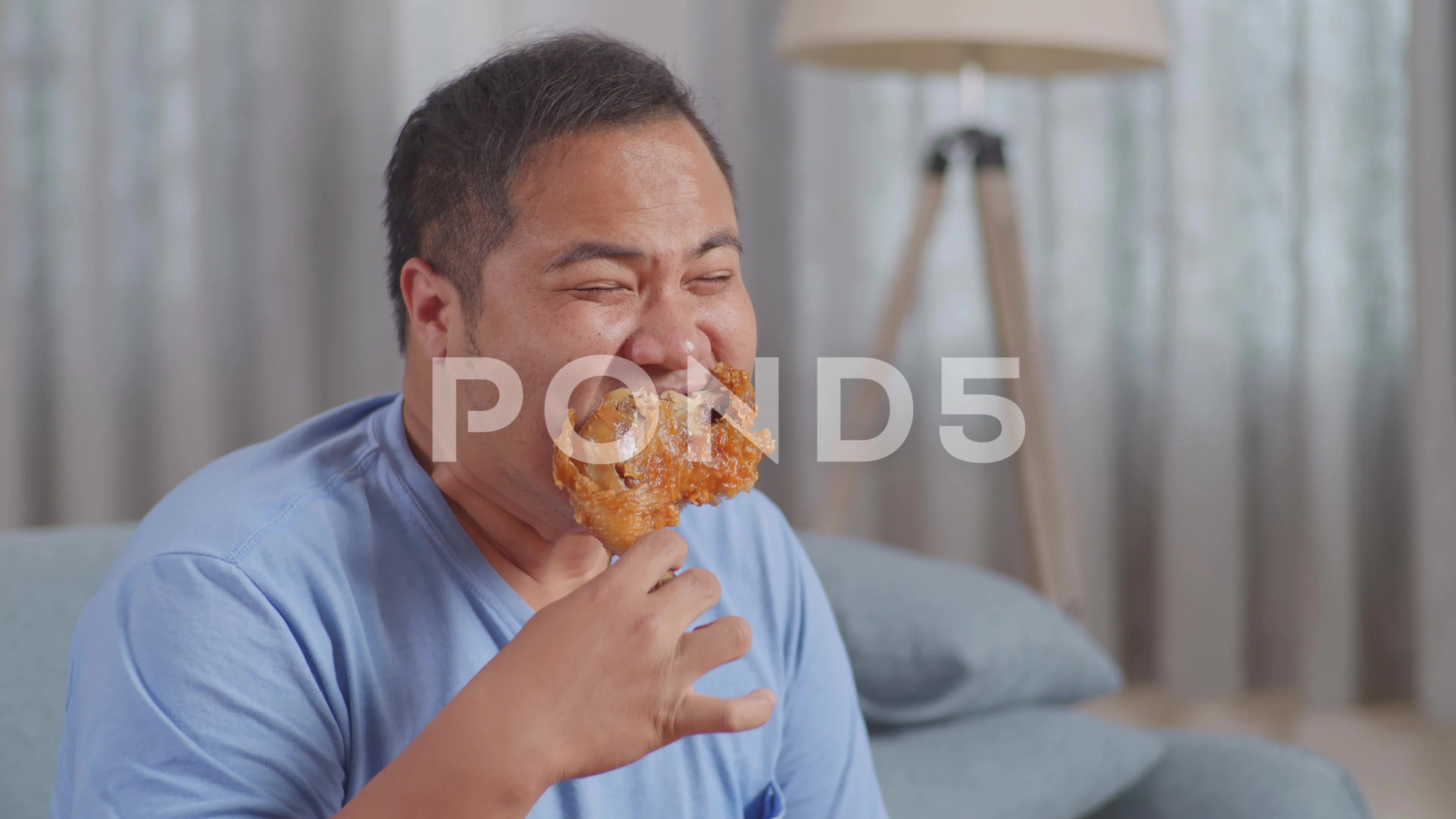 Fat Guy Eating Chicken