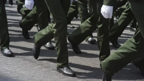 A close-up of the feet of military men w... | Stock Video | Pond5
