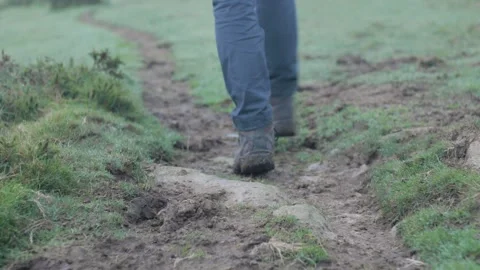 Close up feet walking hiking away on tra... | Stock Video | Pond5