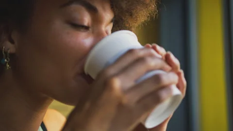 Close Up Of Female Customer In Coffee Sh... | Stock Video | Pond5
