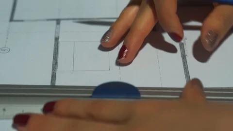 Close up of Female Lining Up Ruler on Fl... | Stock Video | Pond5