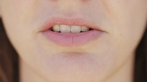 Close up of female mouth talking to came... | Stock Video | Pond5