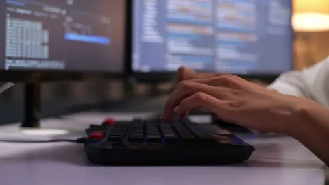 Close Up Of Female Programmer'S Hands Ty... | Stock Video | Pond5