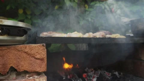 close-up of the fire flames of a grill e... | Stock Video | Pond5
