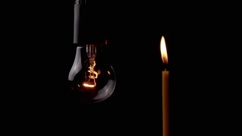 Close up, Flickering Lamp in a Dark Room... | Stock Video | Pond5