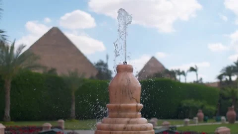Close up of a fountain. Pyramids of Giza... | Stock Video | Pond5