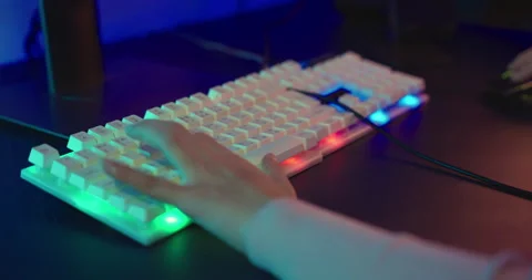 Close up gamer hands actively pushing bu... | Stock Video | Pond5