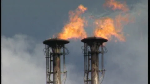 Close-up Gas flares, Seria oil terminal,... | Stock Video | Pond5