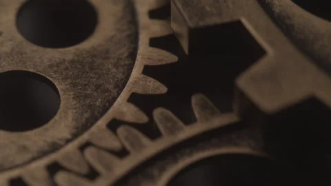 Close up of gears turning slowly, analog... | Stock Video | Pond5