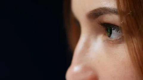 close-up. girl face in profile with lens... | Stock Video | Pond5