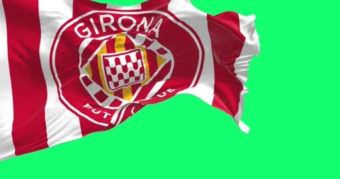 Close-up of Girona football club flag wa... | Stock Video | Pond5