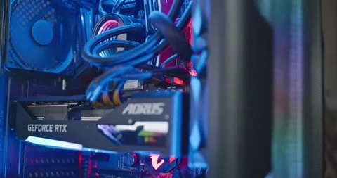 Close-up Graphics Card. LED Light Blink ... | Stock Video | Pond5