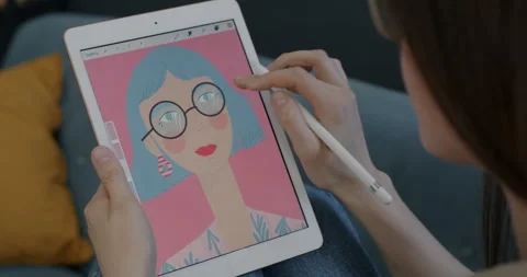 Close-up of graphics tablet display and ... | Stock Video | Pond5