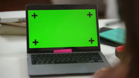 Close-up green screen laptop with video ... | Stock Video | Pond5