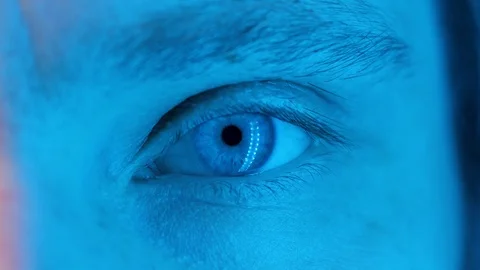 close up of hacker eyes in macro looking... | Stock Video | Pond5