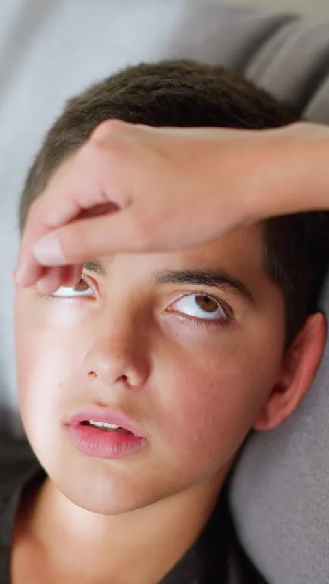Close Up of Hand Checking Sick Child Hea... | Stock Video | Pond5